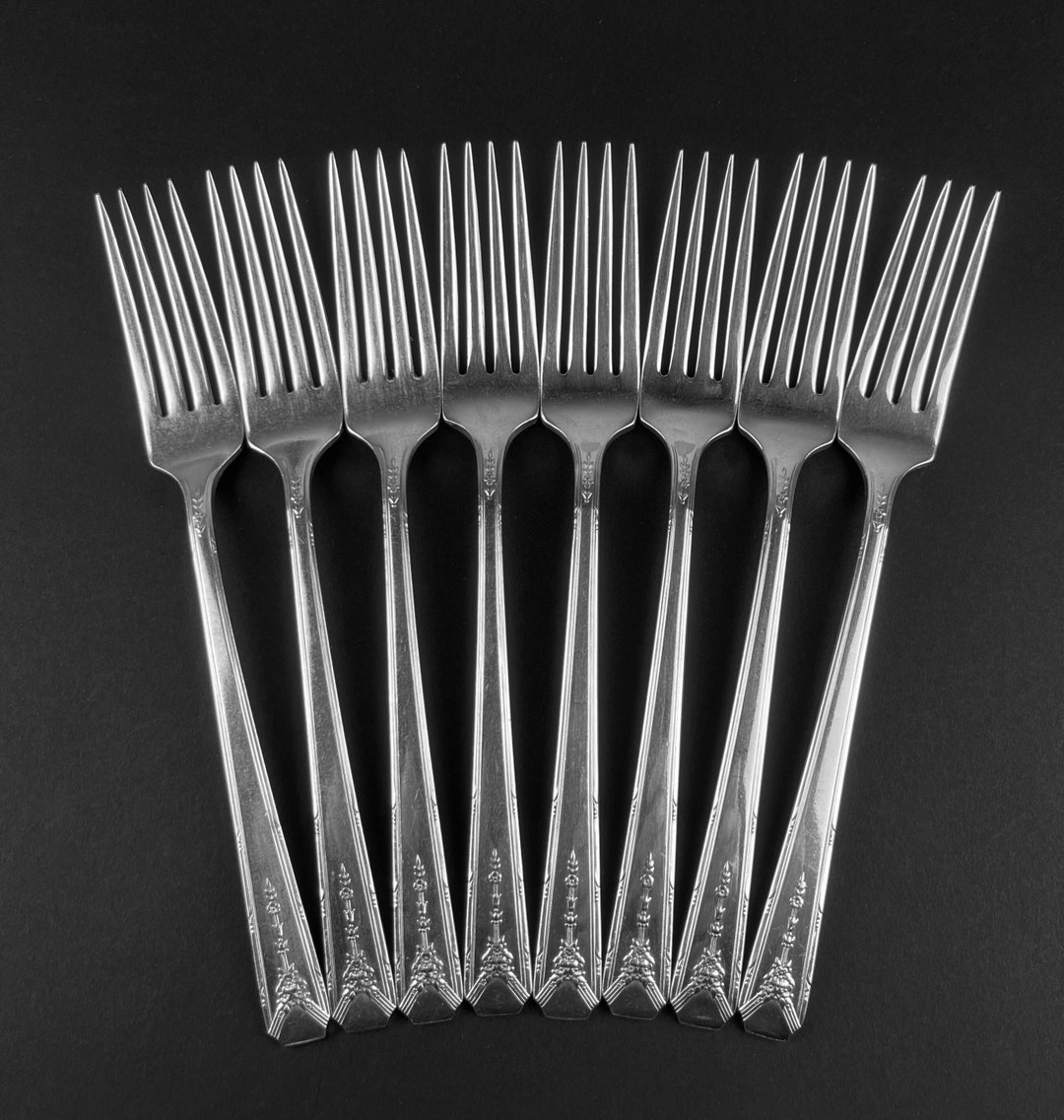 8 X Vintage Dinner Forks - Milady 1940- Oneida Community Silverplate ...