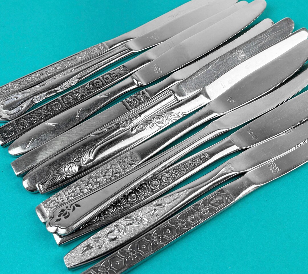 12 Retro Dinner Knives - Mid Century Mix + Match Set - Vintage ...