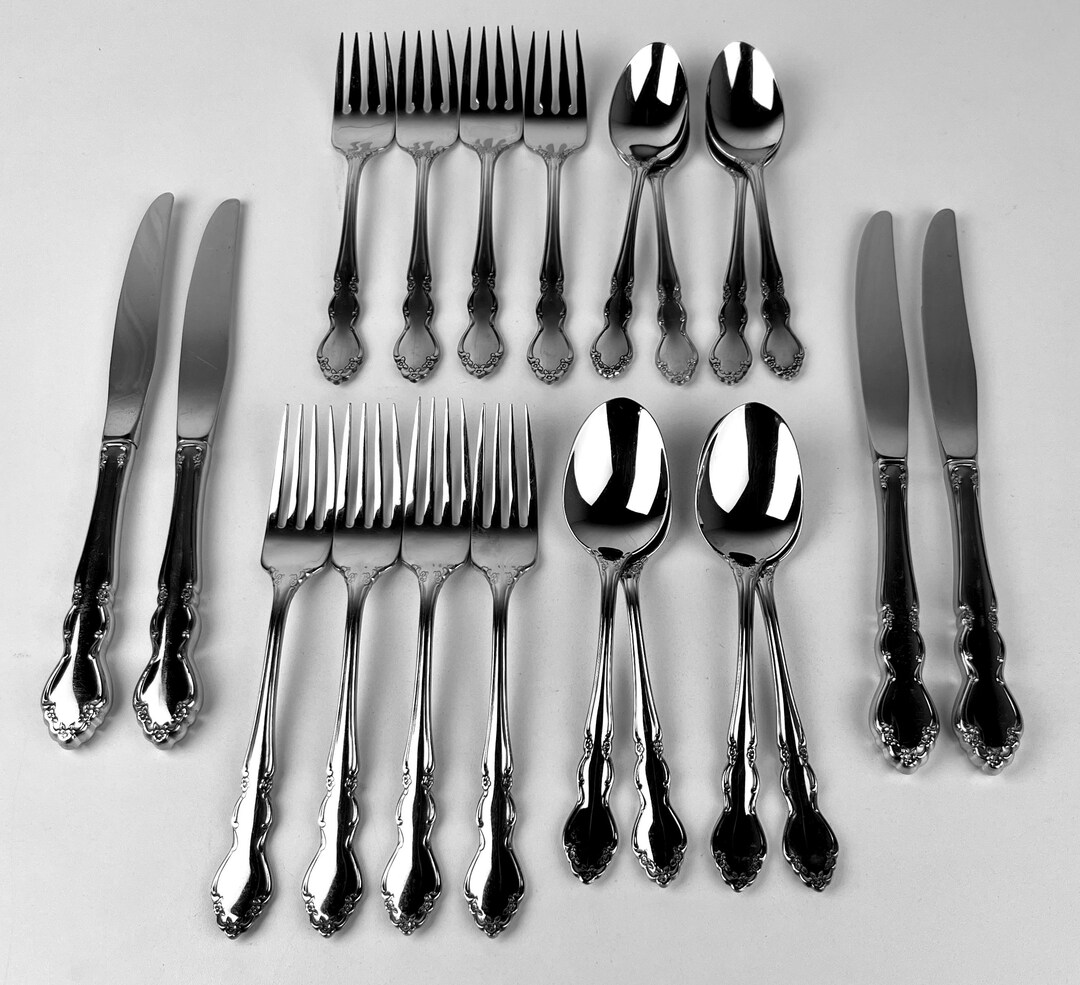 20 Pc Oneida Cube Dover Flatware Set 4 X 5 Piece Place Settings Dinner ...