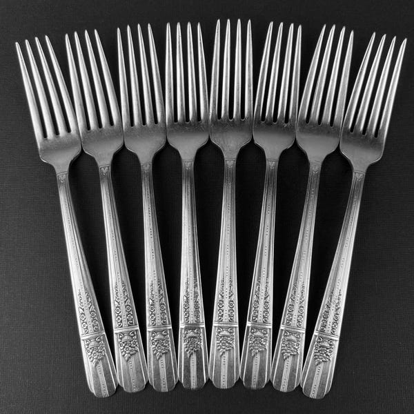 8 X Vintage Dinner Forks 1924 Ancestral Pattern Made by 1847 Rogers ...