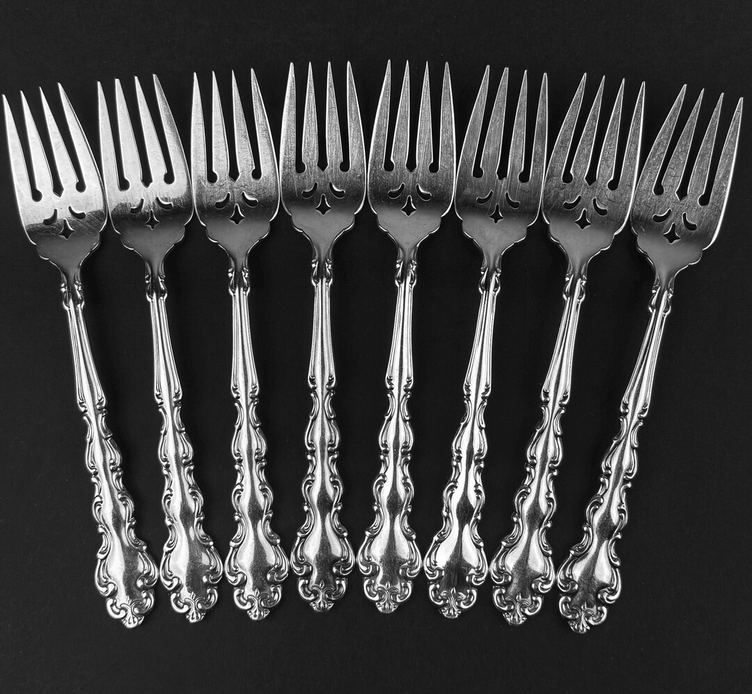 8 X Vintage Salad Forks - Modern Baroque - Oneida Community Silverplate ...