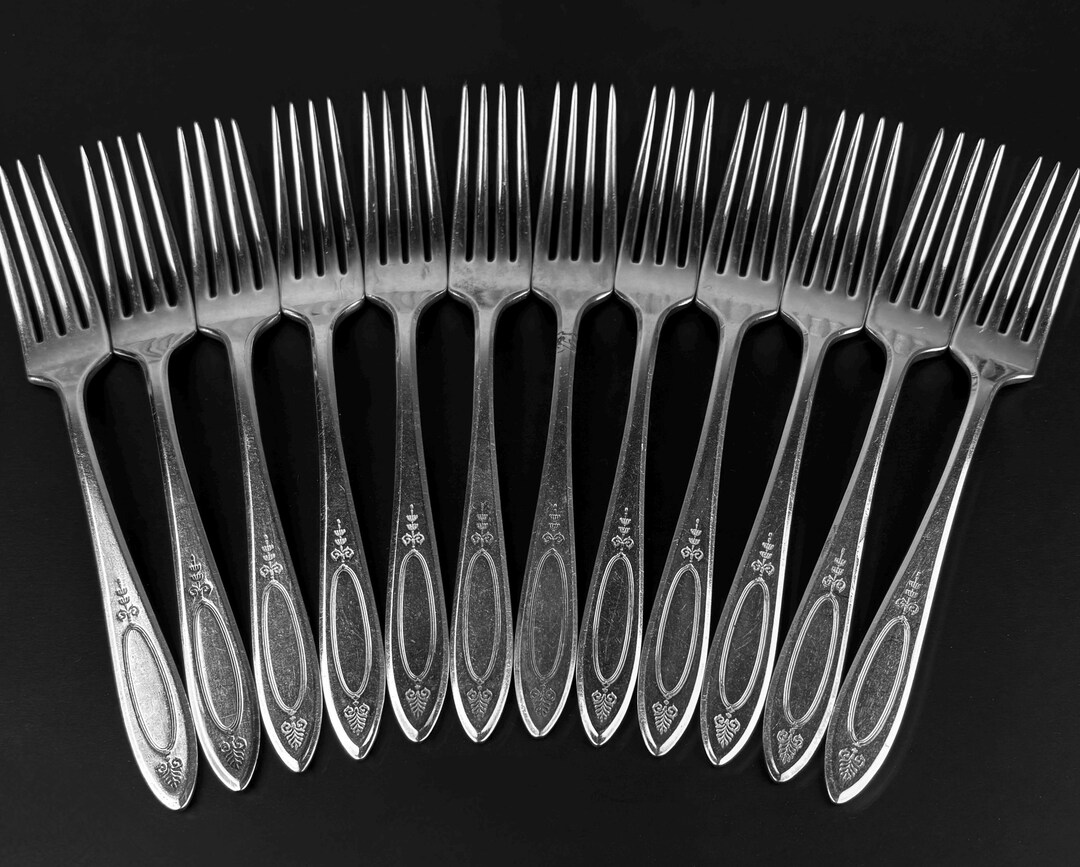 12 X Vintage Adam 1917 Community Silverplate Luncheon Forks - Rustic ...