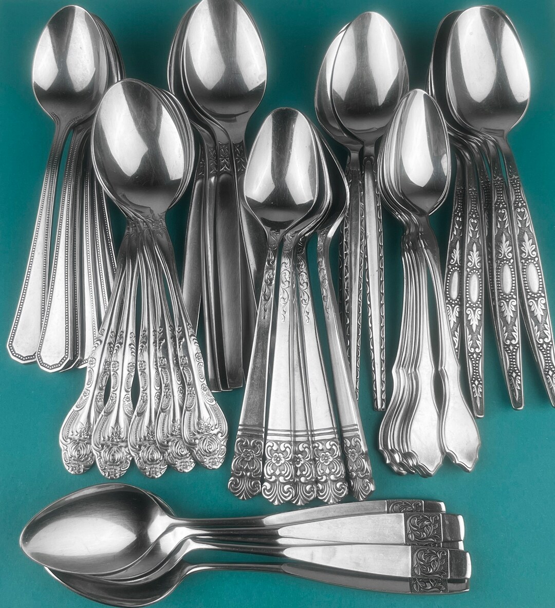 40 X Retro Soup / Place / Dinner Spoons - Mix + Match Vintage Stainless ...