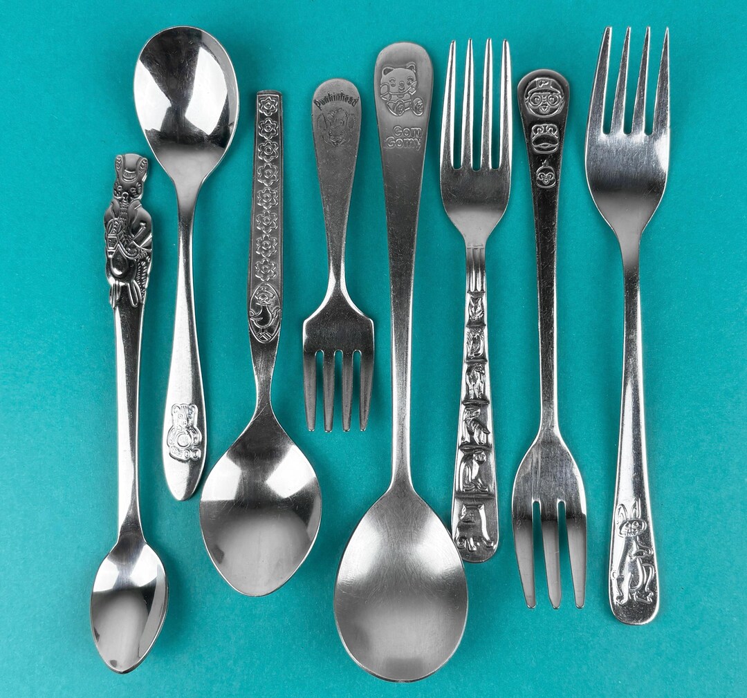 8 X Youth / Baby Spoons Forks Mix 'n Match Stainless Set Childrens ...