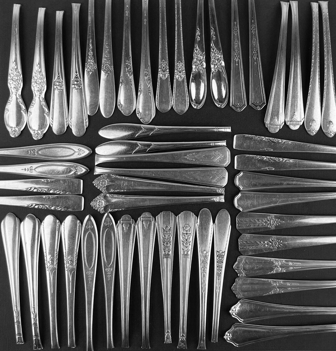 50 X Vintage Silverplate Spoon Handles Pairs Lot Craft Supply Jewelry ...