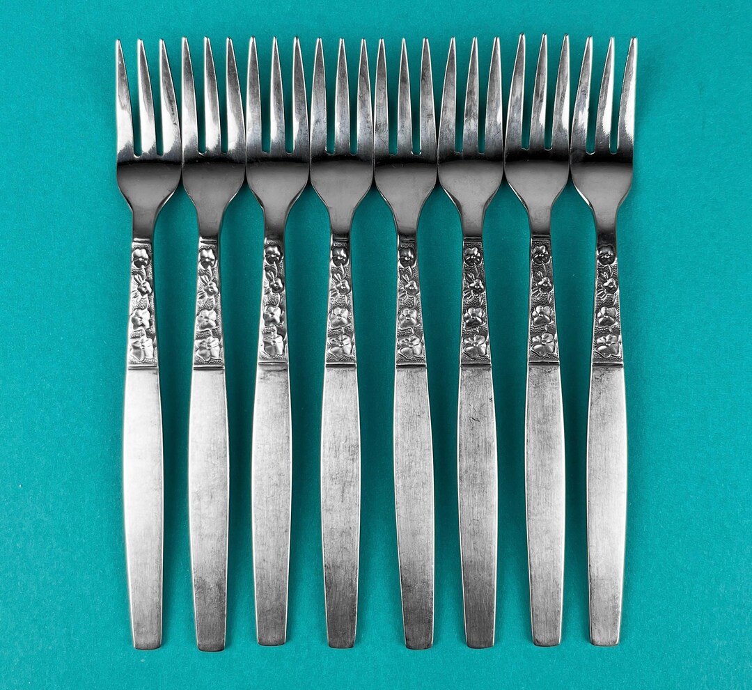 Set 8 X Retro Seafood Cocktail Forks 5 1/2" - Midcentury Stainless ...