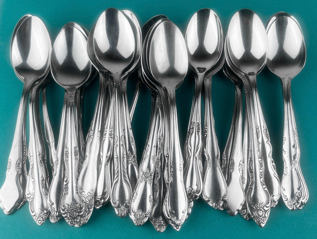 50 X Retro Mid Century Teaspoons Floral Theme Mix Match Vintage ...