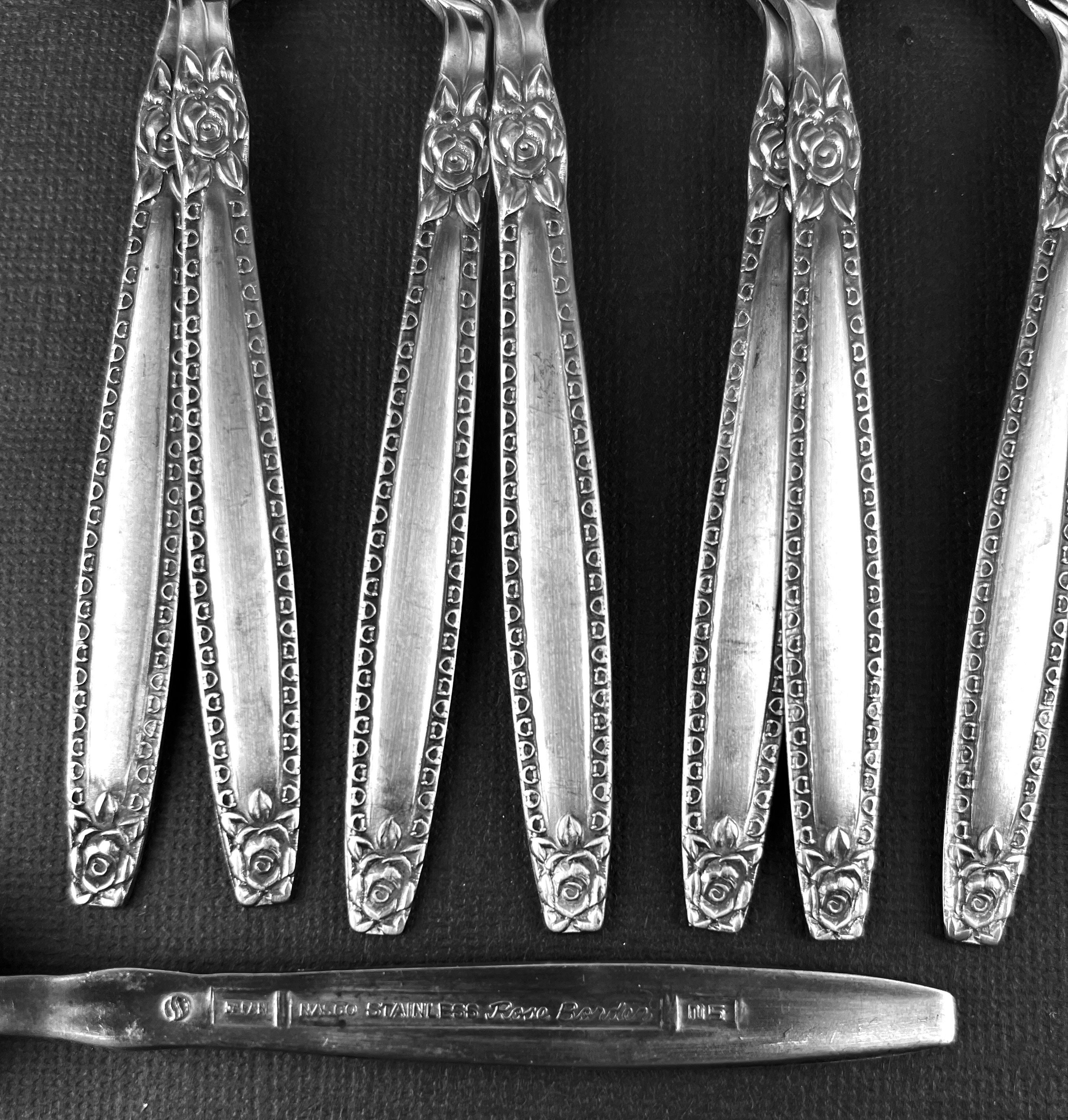 8 X Retro Five O'clock Coffee Spoons - Stainless Steel - Nasco Rose ...