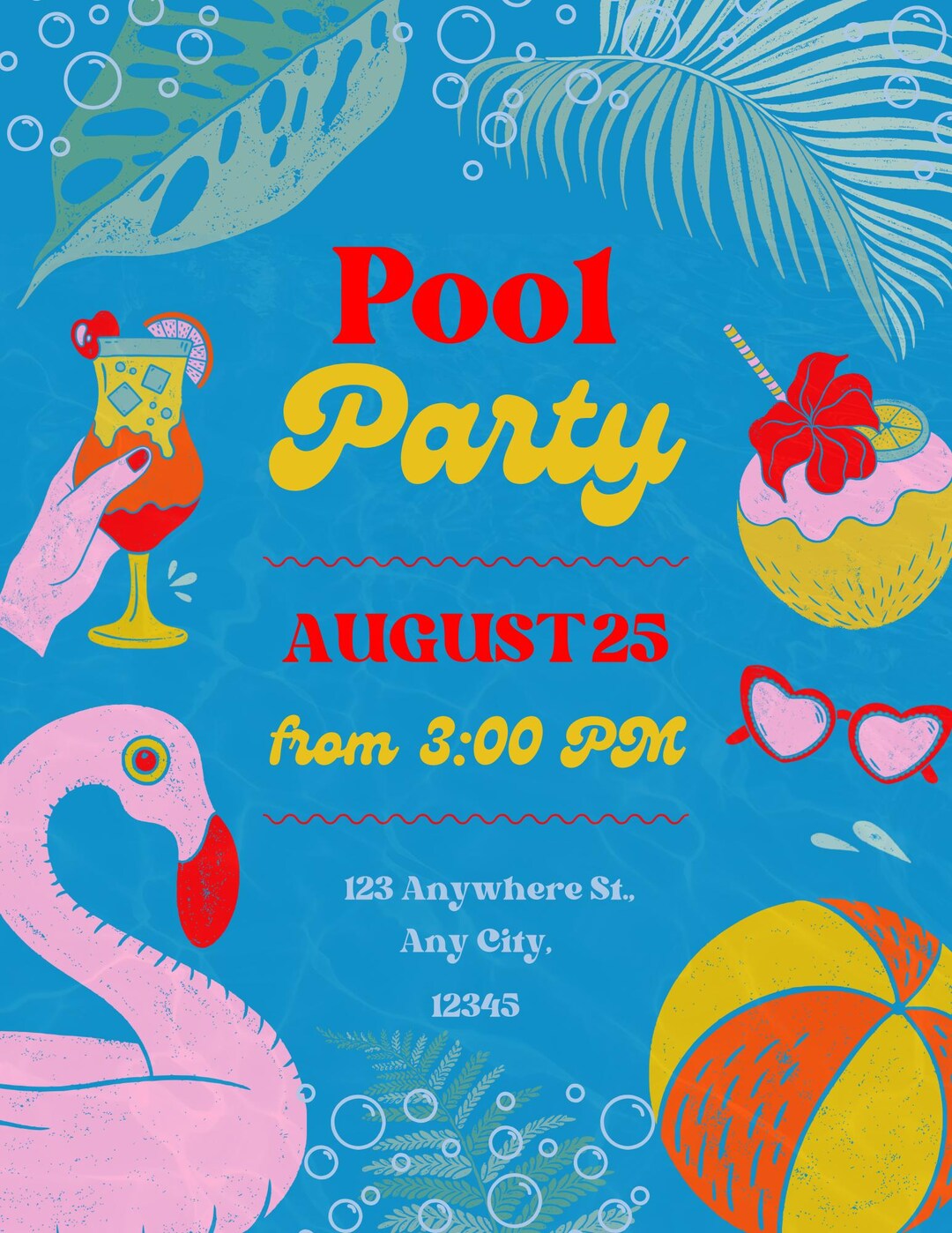 Editable Pool Party Invitation - Etsy