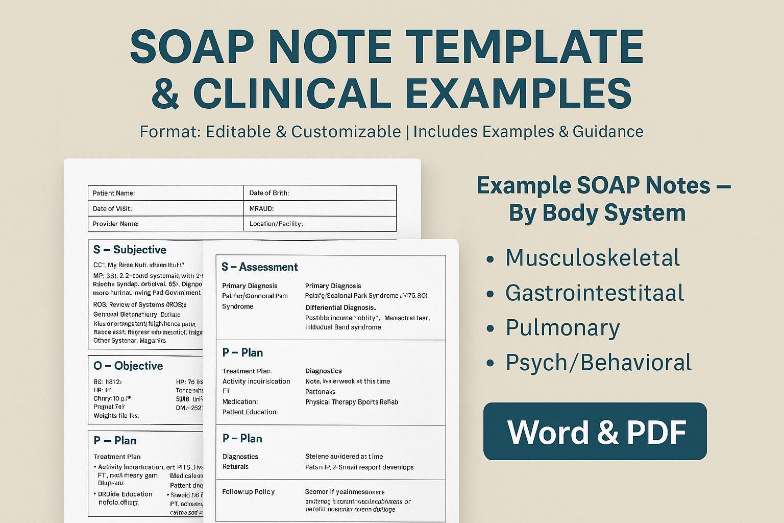 SOAP Note Template + Clinical Examples – Msk, Cardio, Gastro (gi ...