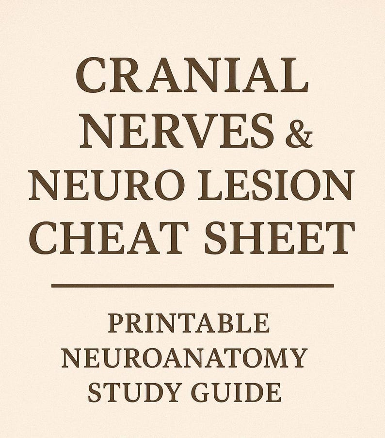 Cranial Nerves & Neuro Lesion Cheat Sheet | Printable Neuroanatomy ...