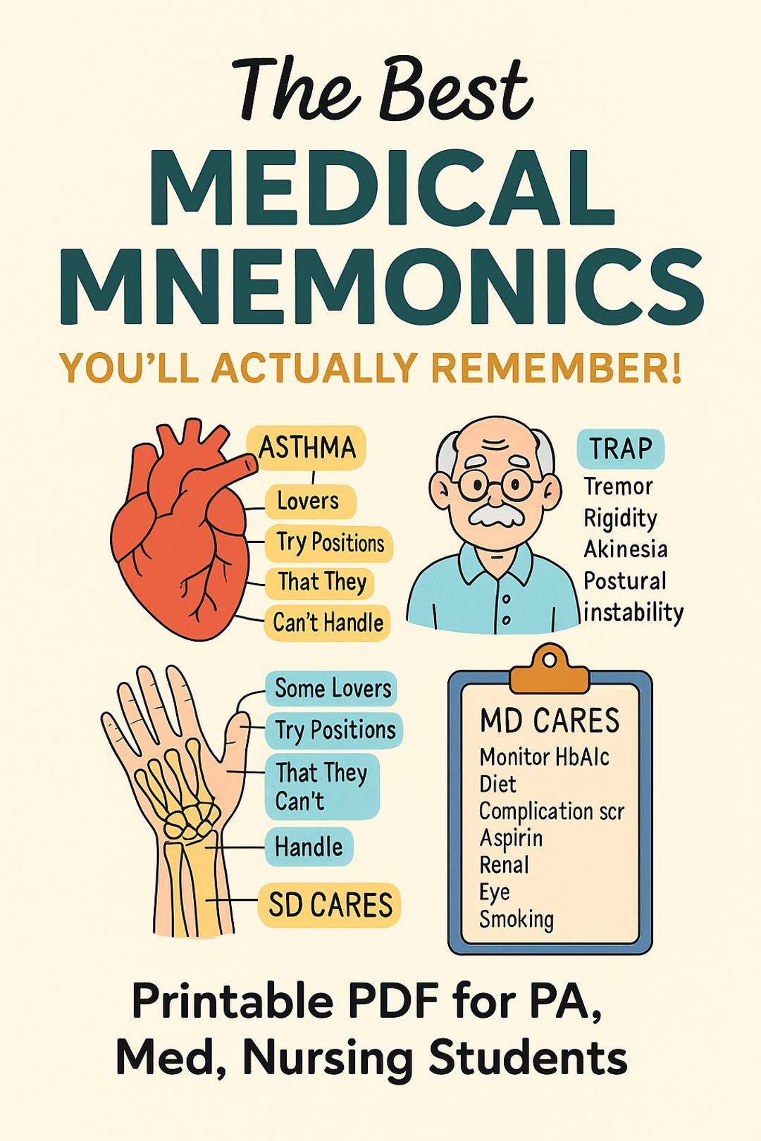 Medical Mnemonics Study Guide | .doc + .pdf for PA, Med, Nursing ...