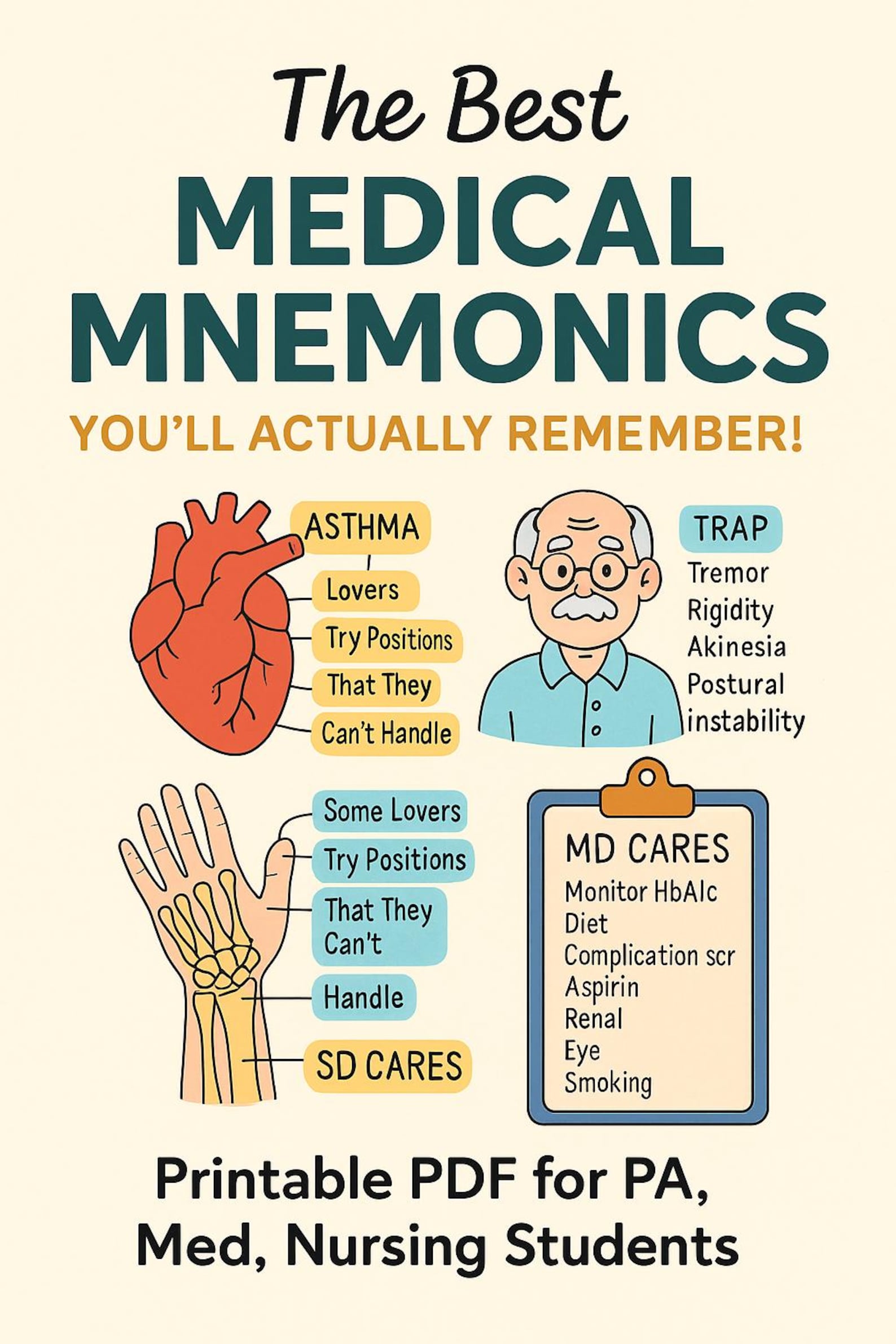 Medical Mnemonics Study Guide | .doc + .pdf for PA, Med, Nursing ...