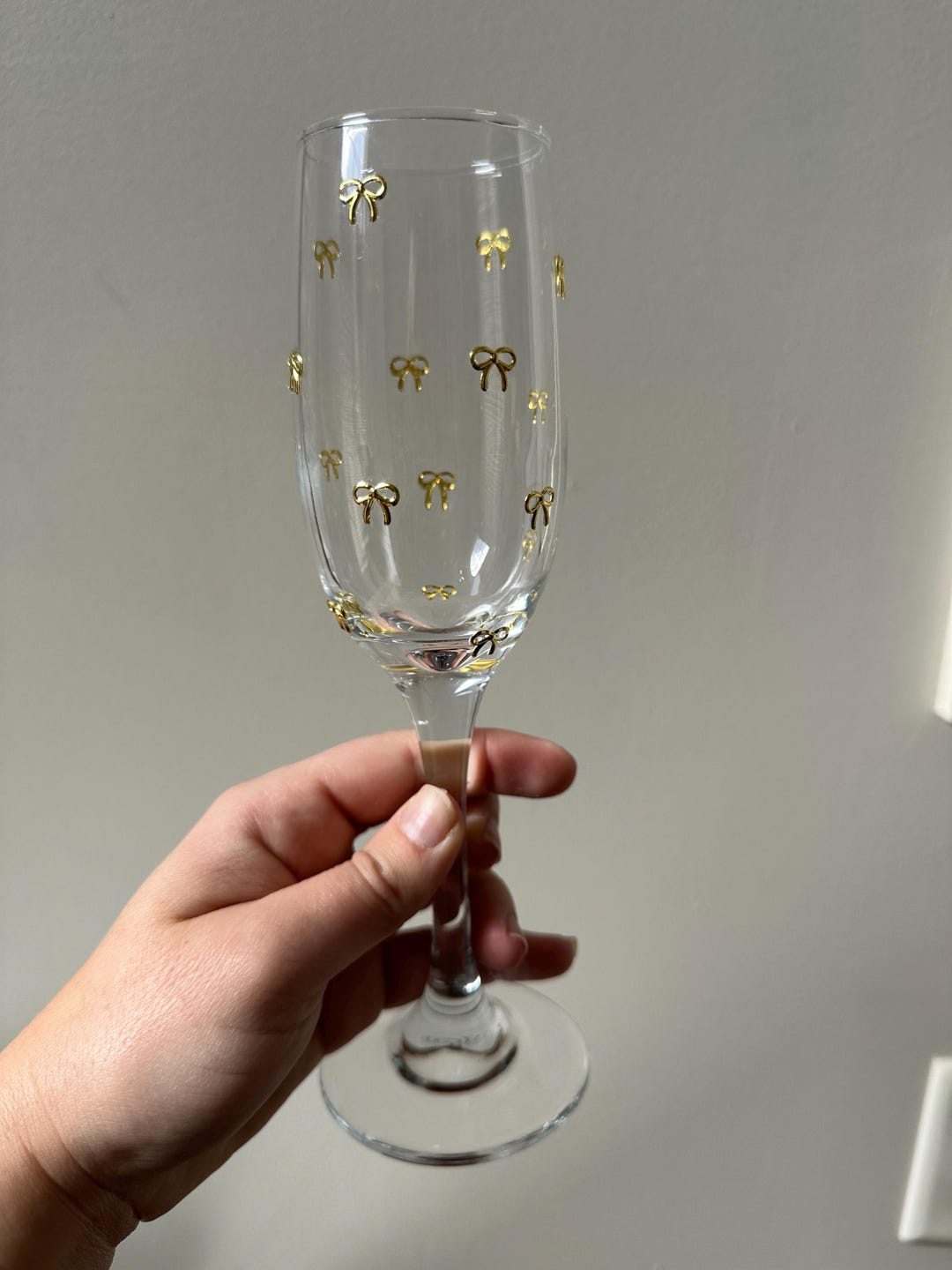 Bow Flute | Champagne Glass | Gold Bow Glass - Etsy