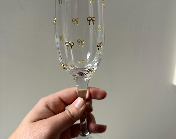 Bow Flute | Champagne Glass | Gold Bow Glass - Etsy
