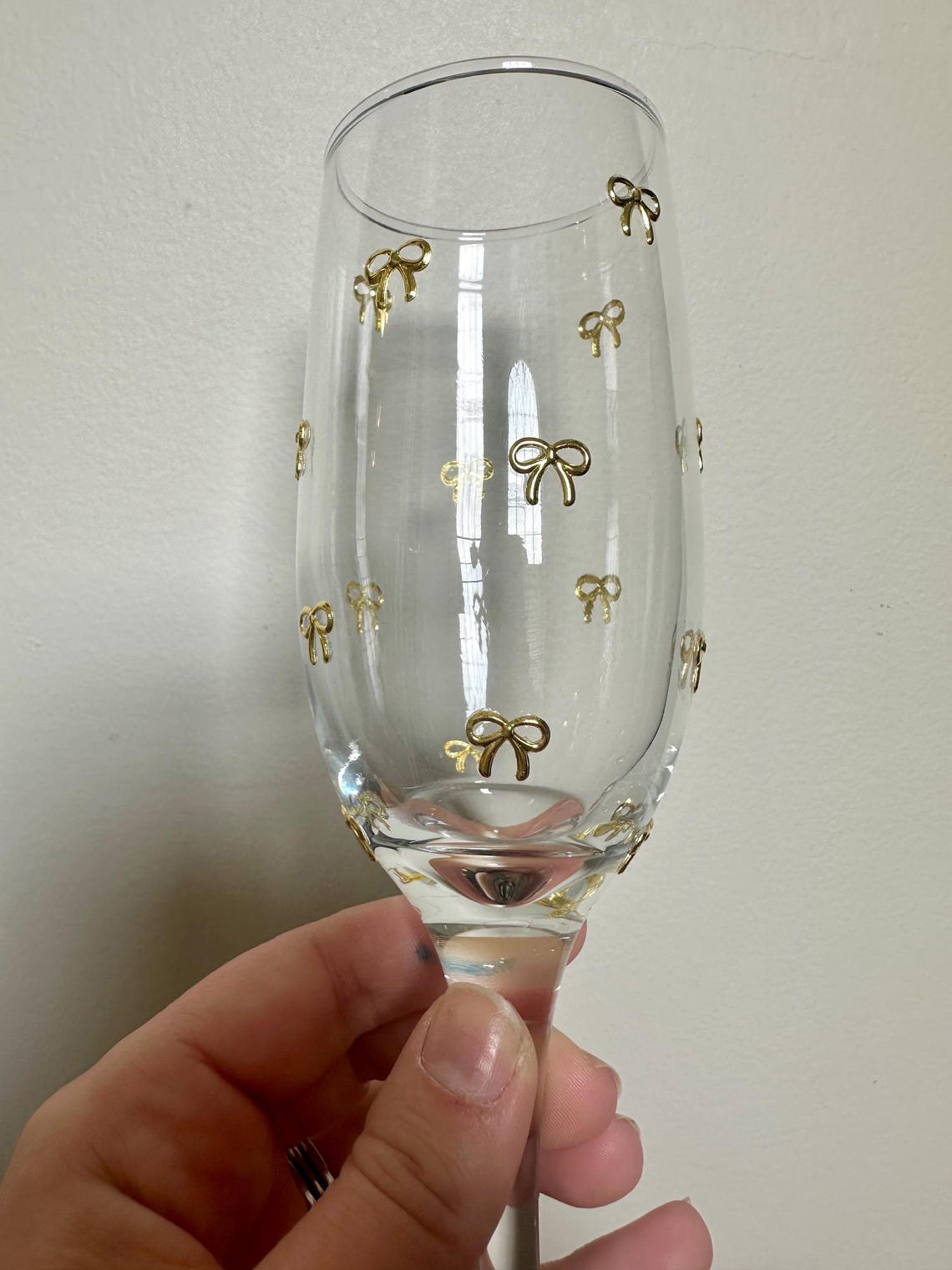 Bow Flute | Champagne Glass | Gold Bow Glass - Etsy
