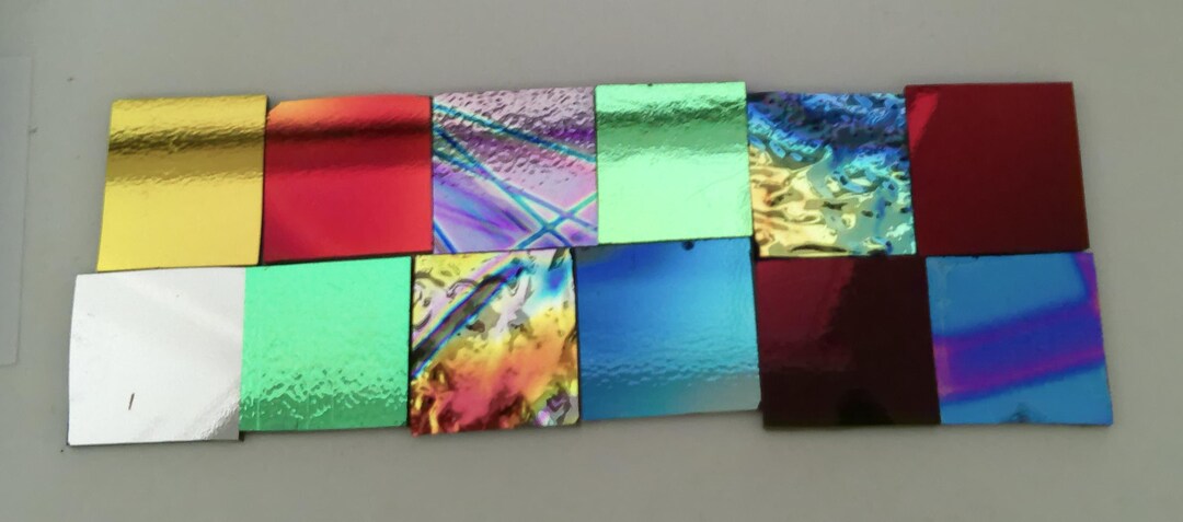 12 1"x1" COE96 "black" Dichroic Glass Jeweler Assortment - Solids ...