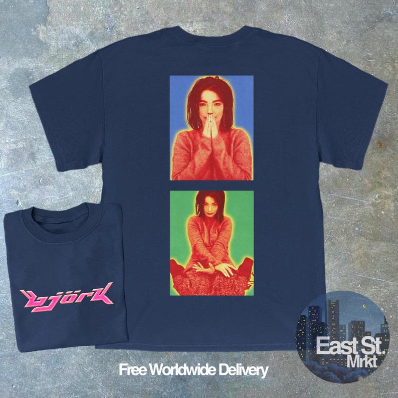 Bjork T-shirt Front & Back Design V2 | Gift Idea | Vintage Style | Cool ...