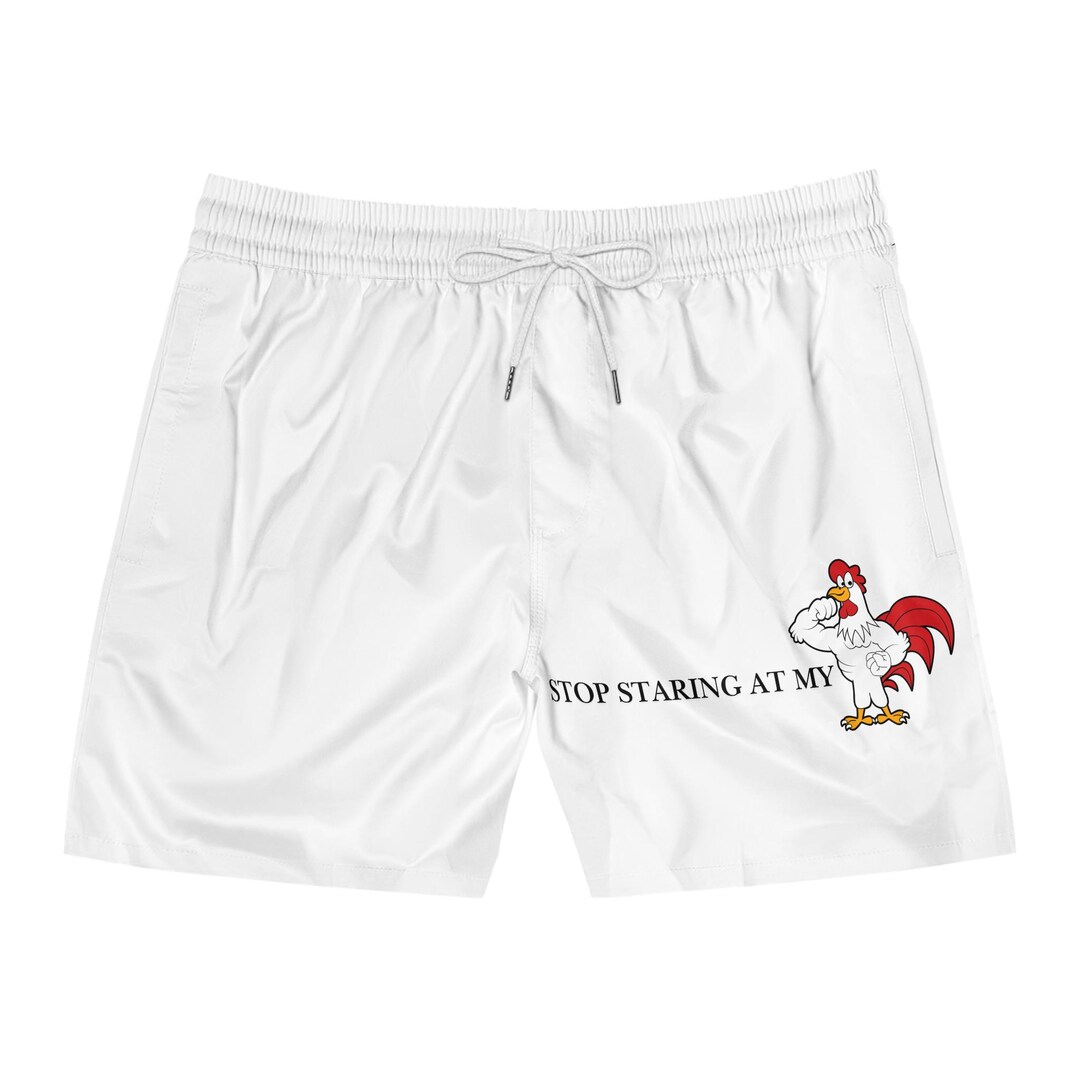 Swim Shorts, Funny Rooster Print, Men's Beachwear, Summer Swim Trunks ...