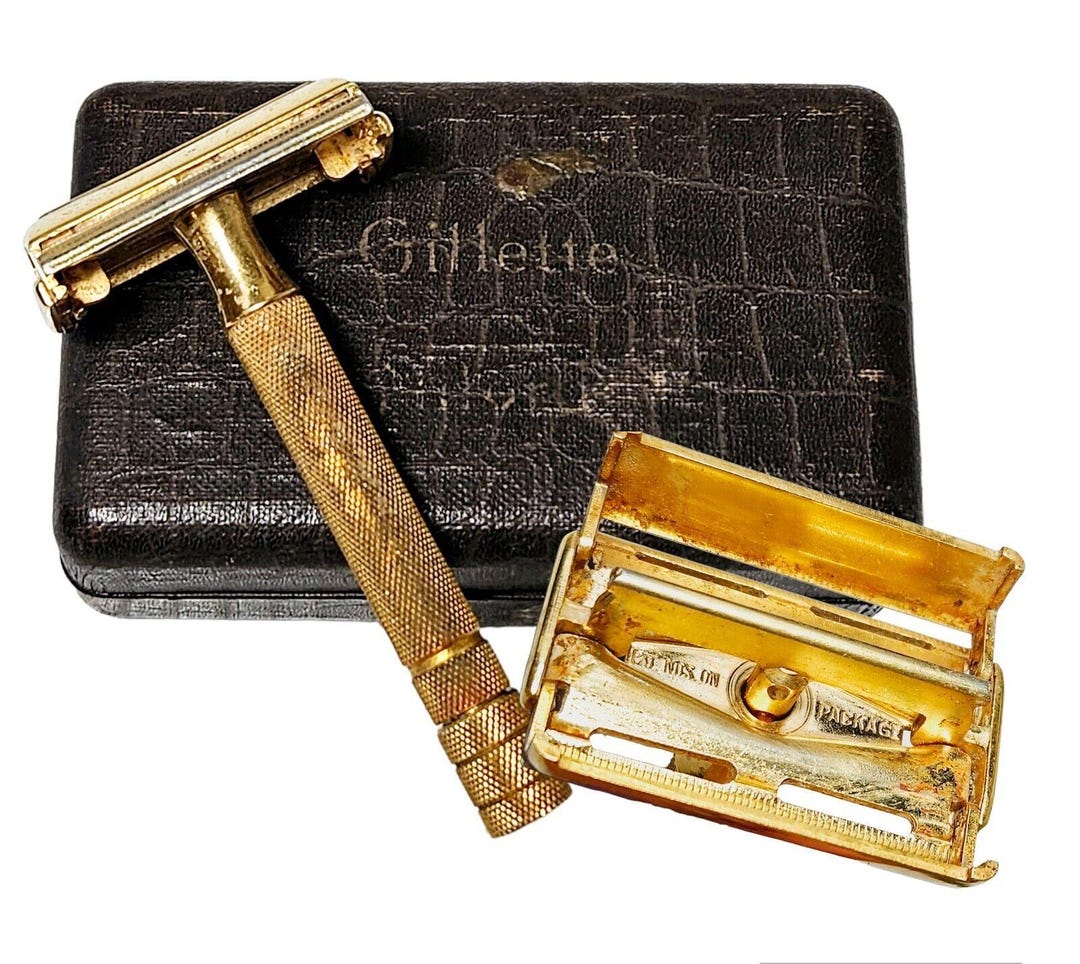 Vintage 1940's Gillette Milord Gold Tone TTO DE Razor /original Case ...