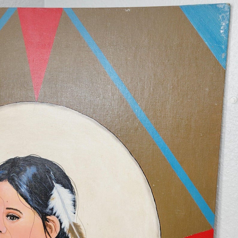Native American Indian Girl Origina Acrylic Painting Signed 1995 Little ...