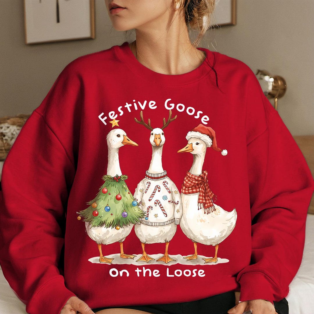Christmas Geese PNG, Cute Holiday Goose Trio Clipart, Santa Goose ...