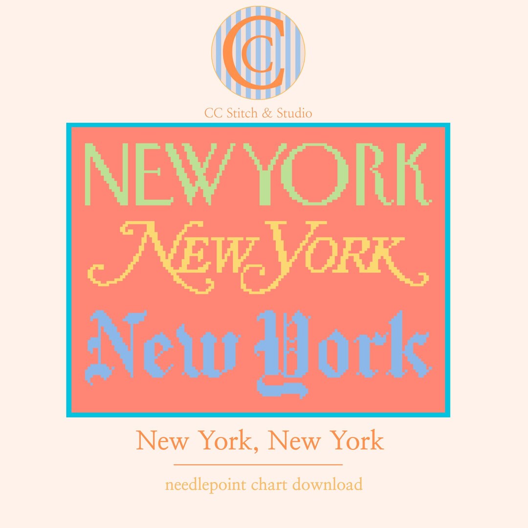 NYC Fonts Needlepoint Chart: Pop Art 13 Mesh Needlepoint Pattern ...