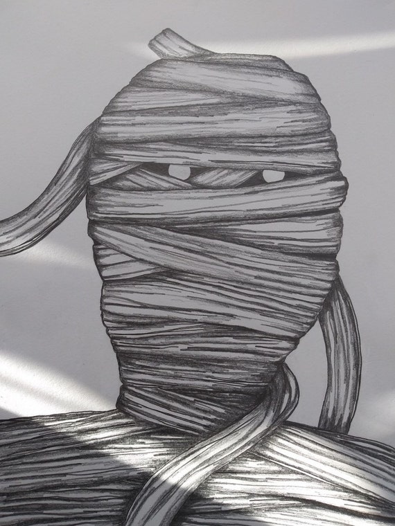 Mummy Halloween Art Original Drawing - Etsy