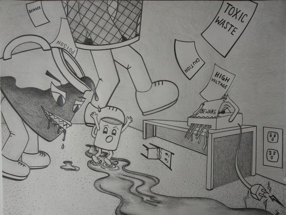 All Work No Play pencil drawing 11 x 14 | Etsy