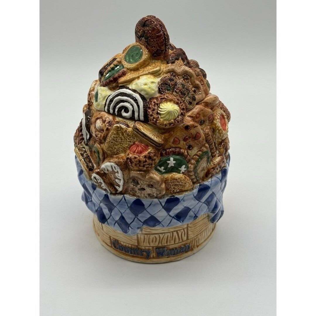 Cookie Jar Country Woman Basket Filled With Cookies Baked Goods ...