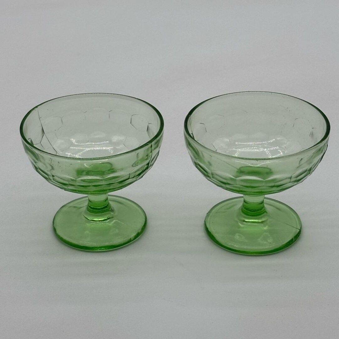 Anchor Hocking Block Optic Green Champagne Sherbet Glass 7918852 - Etsy