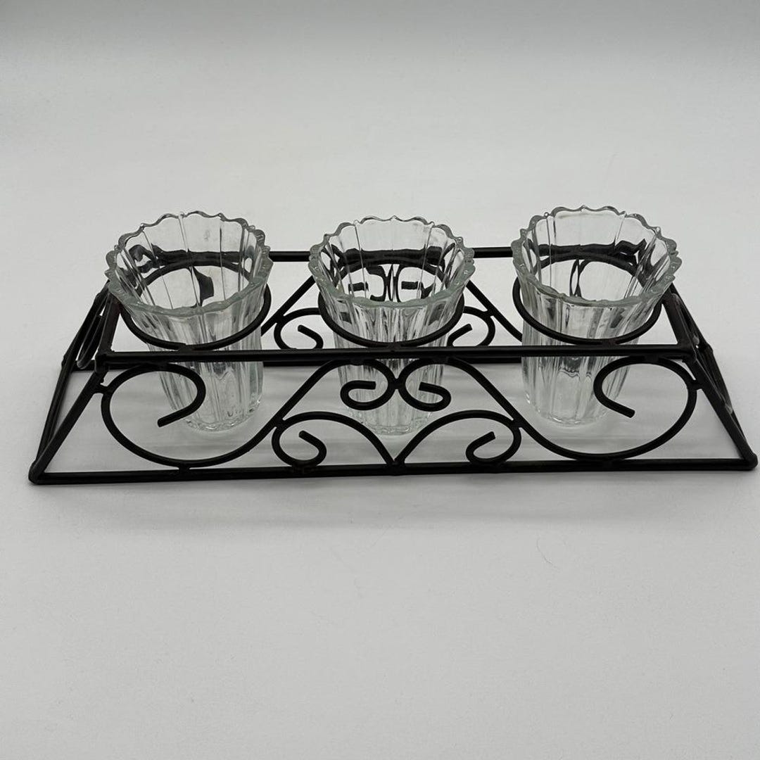 Glass Dip Trio With Wrought Iron Stand - Etsy