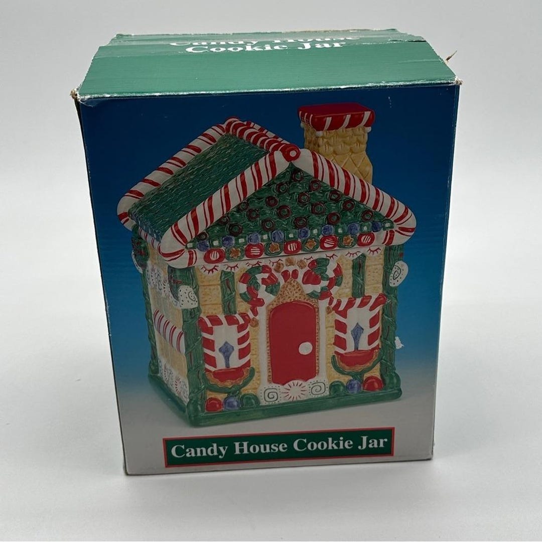 Christmas Gingerbread House Cookie Jar Ceramic in Original Box Xmas ...