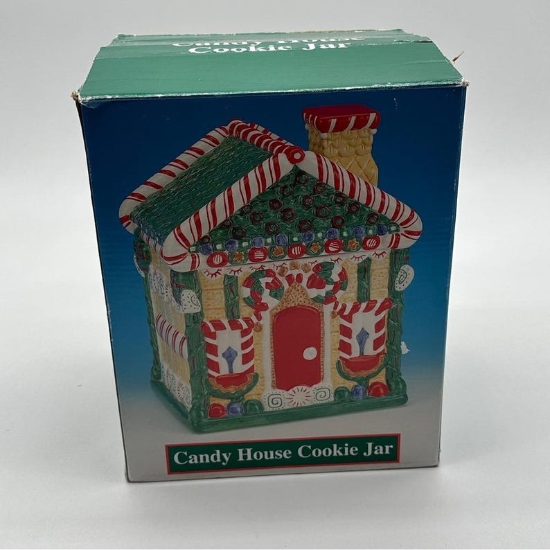 Christmas Gingerbread House Cookie Jar Ceramic in Original Box Xmas ...