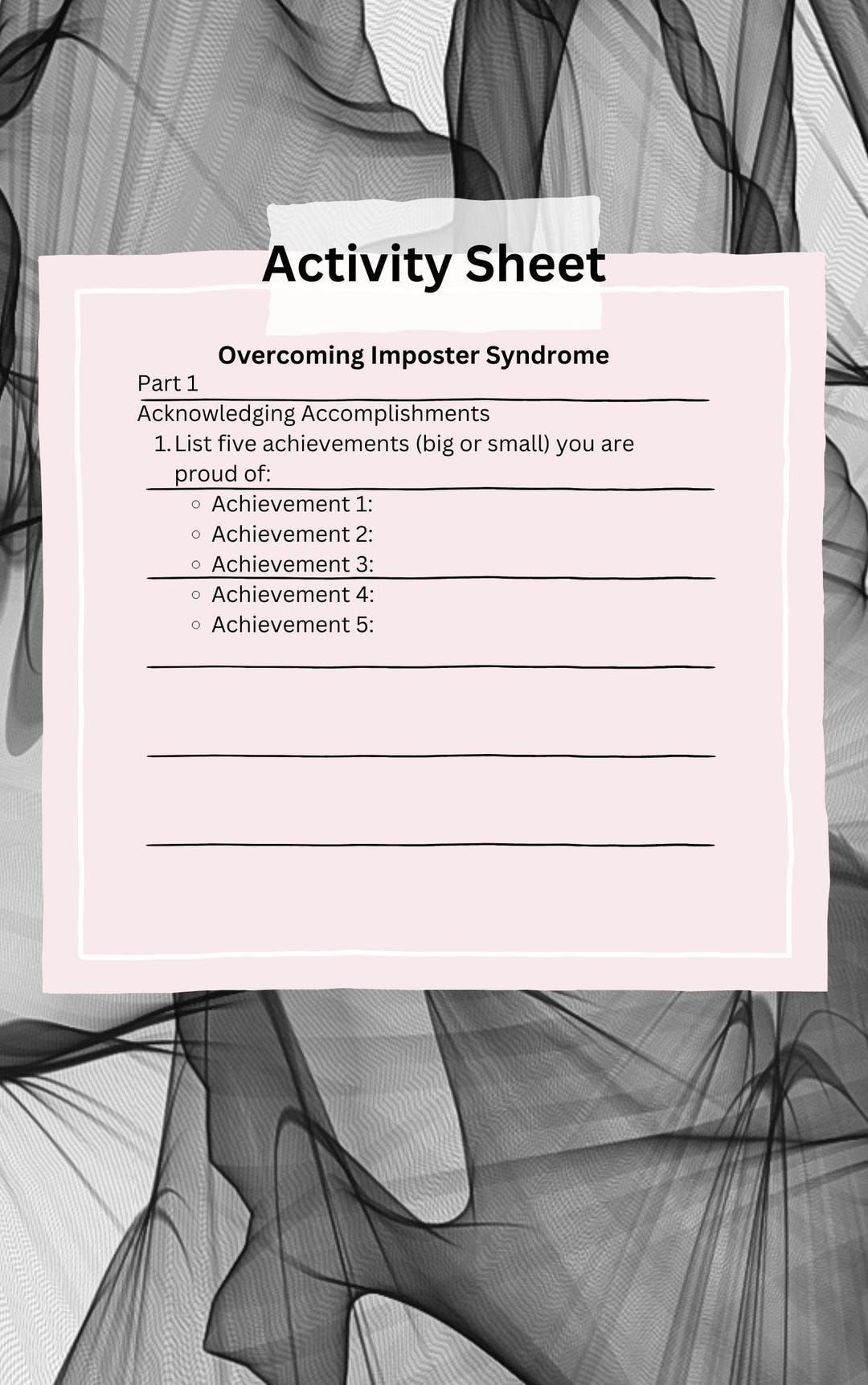 Imposter Syndrome Activity Sheets - Etsy
