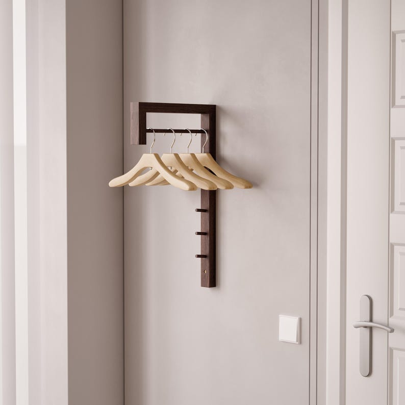 Natural Oak Wall Hanger With 3 Hooks - Modern Coat Rack for Small ...
