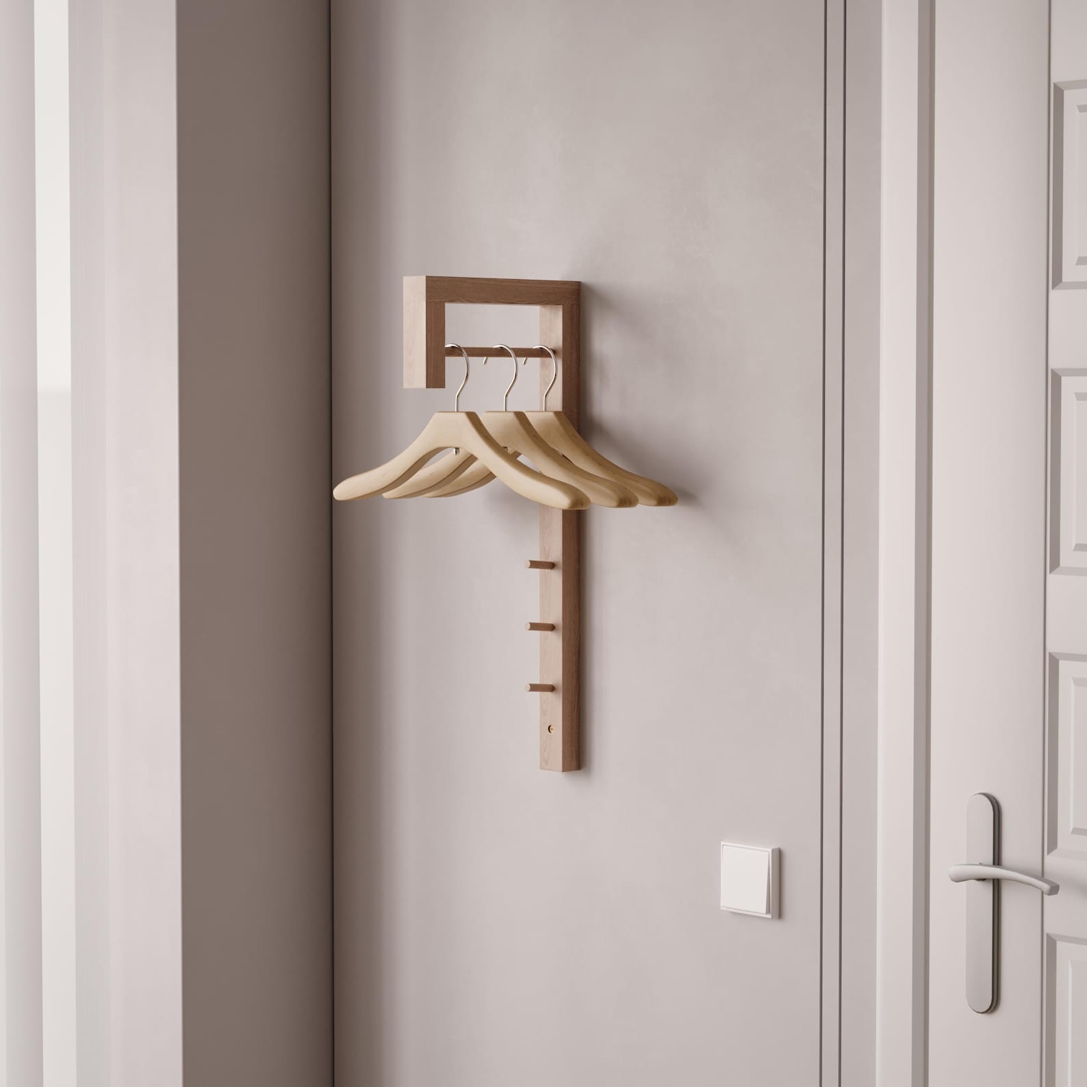 Minimalist Wooden Wall-mounted Coat Rack With Hooks - Entryway ...