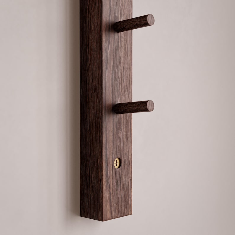 Natural Oak Wall Hanger With 3 Hooks - Modern Coat Rack for Small ...