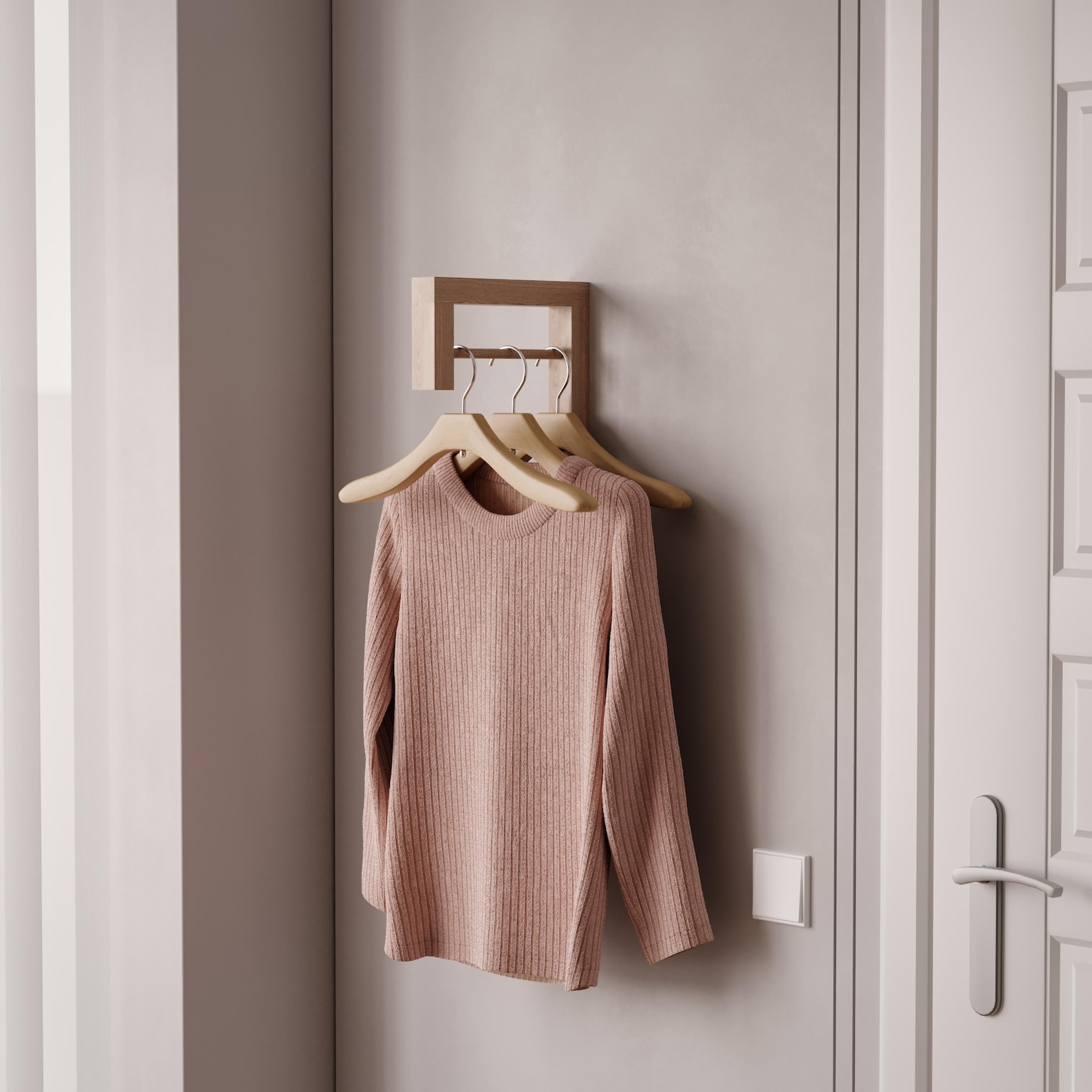 Minimalist Wooden Wall-mounted Coat Rack With Hooks - Entryway ...