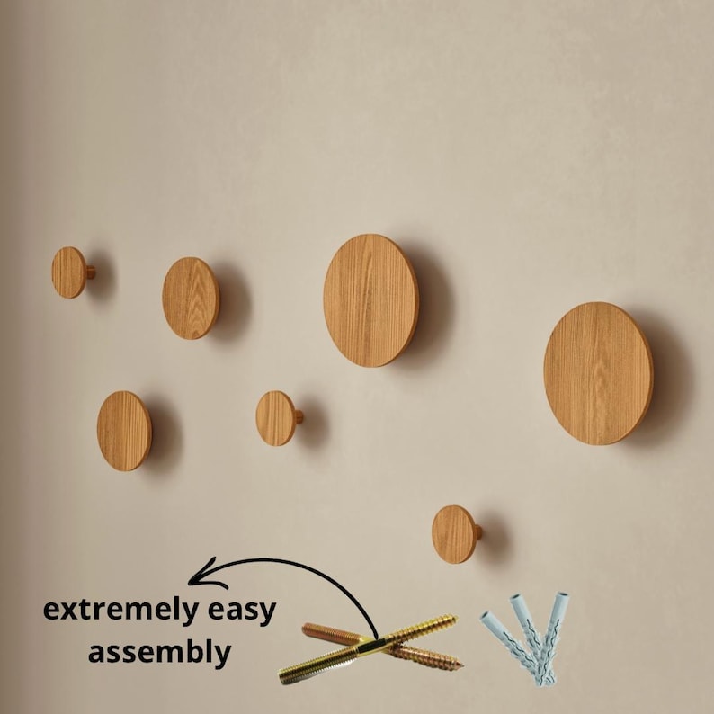 Wood Wall Hooks | Minimalist Wooden Coat Hooks | Scandinavian Wall Pegs ...