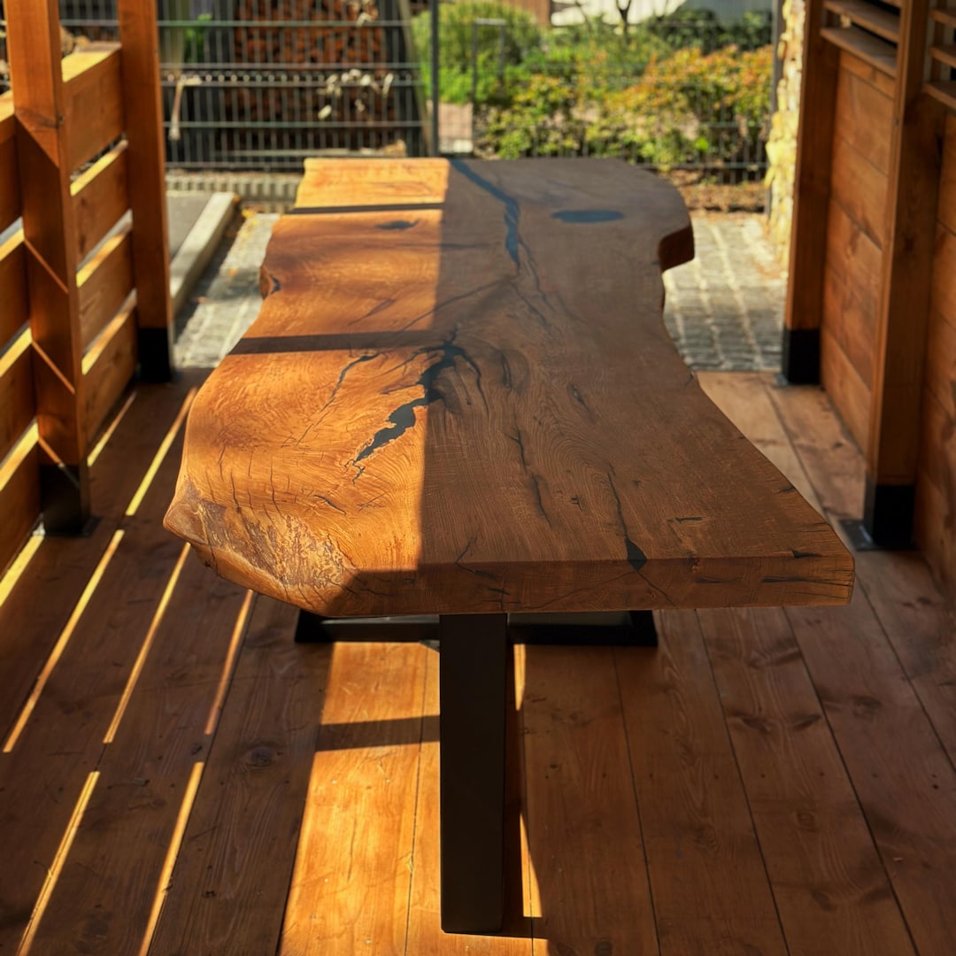 200-year-old Solid Oak Slab Table: Custom Epoxy Resin Dining or ...