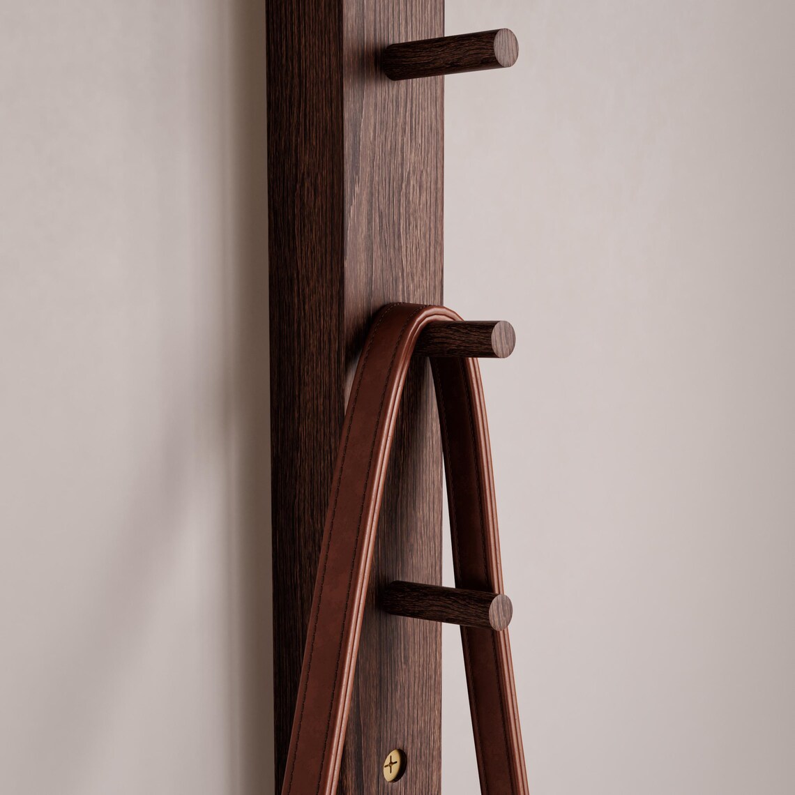 Natural Oak Wall Hanger With 3 Hooks - Modern Coat Rack for Small ...