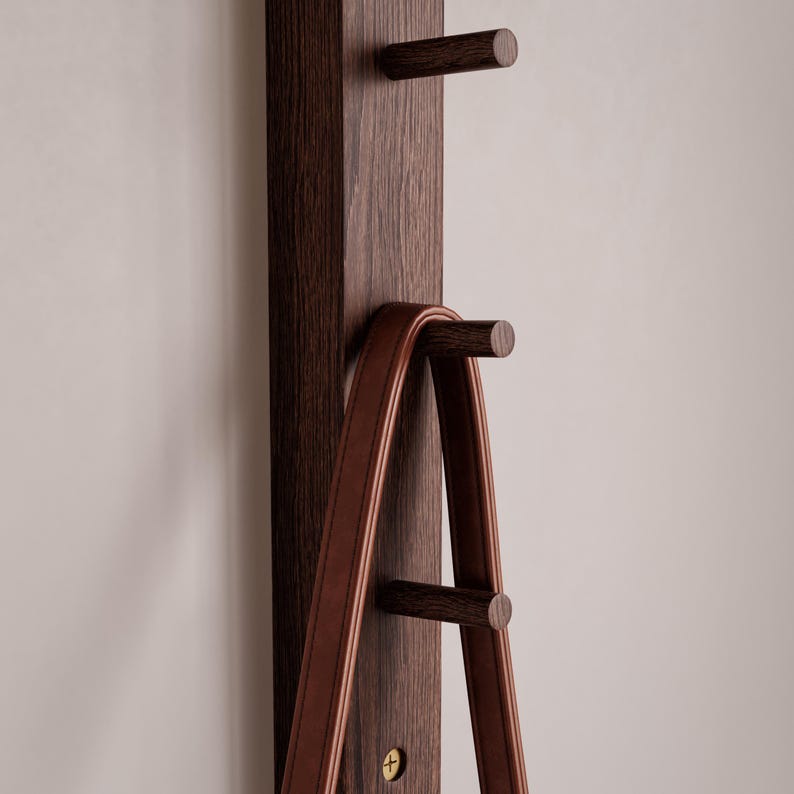 Natural Oak Wall Hanger With 3 Hooks - Modern Coat Rack for Small ...