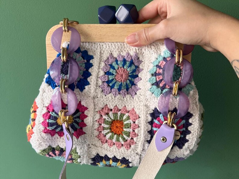 Handmade Vibrant Colorful Bag, Mini Hand Knitted Purse, Modern Spring ...