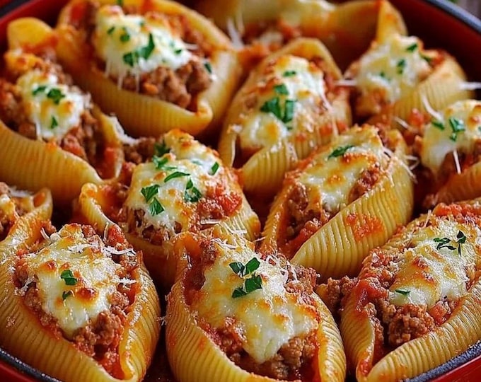 Stuffed Pasta Shells Recipe: Baked Italian Dinner (printable PDF A5 ...