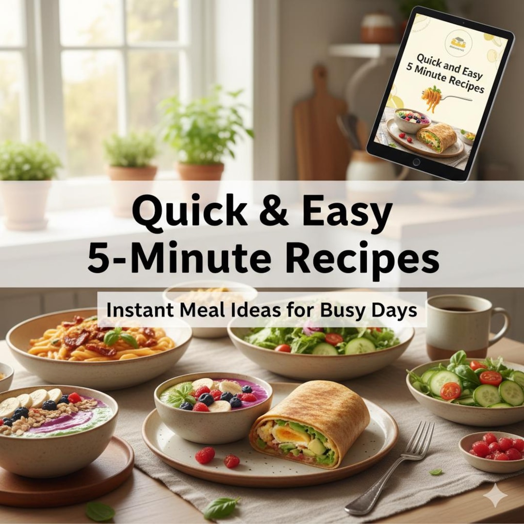 Quick and Easy 5 Minute Recipes - Instant Meal Ideas Download. - Etsy ...