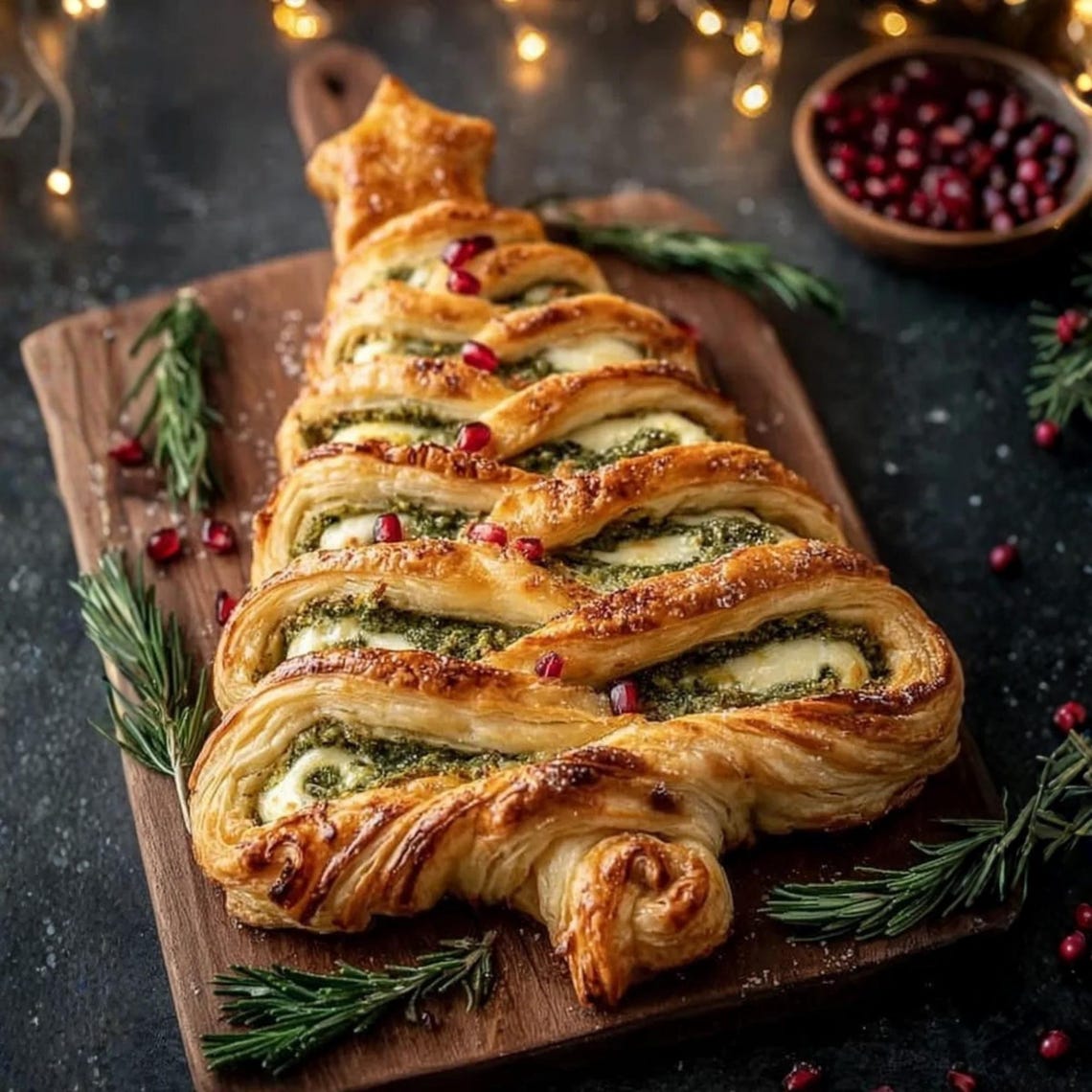 Pesto and Cheese Puff Pastry Christmas Tree | Easy Holiday Appetizer ...