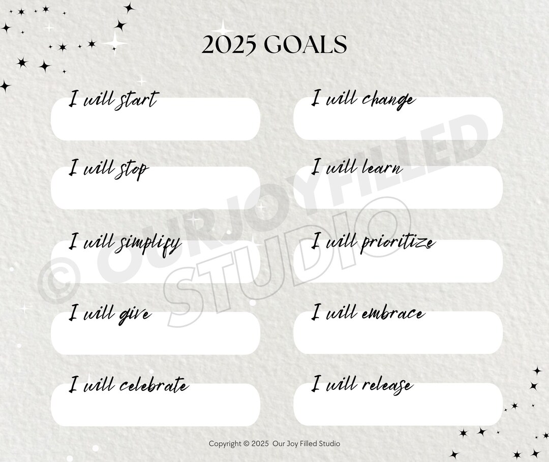 2025 New Years Resolutions Goal Setting Downloadable Goal Planner ...