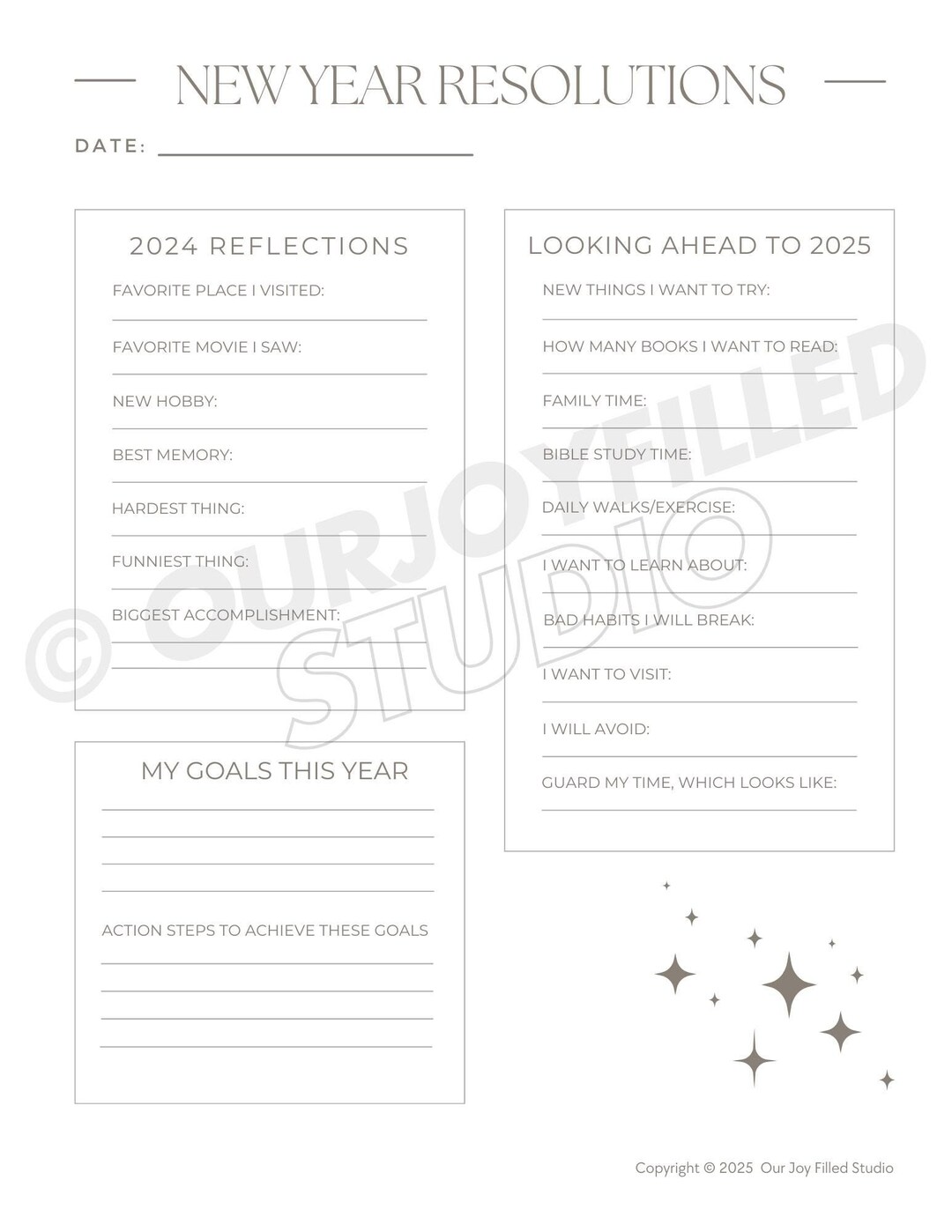 2025 New Years Resolutions Printable Year in Review Download New Years ...