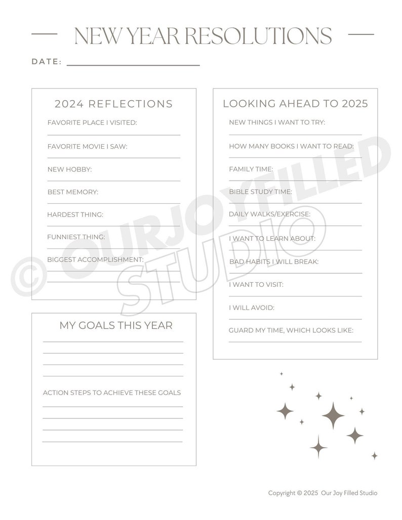 2025 New Years Resolutions Printable Year in Review Download New Years ...